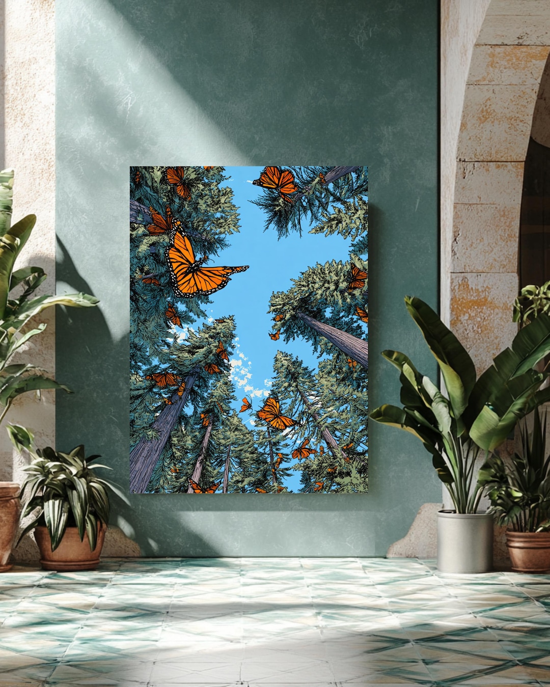 Monarch Butterfly Migration Art Print – Vibrant Illustration of ...