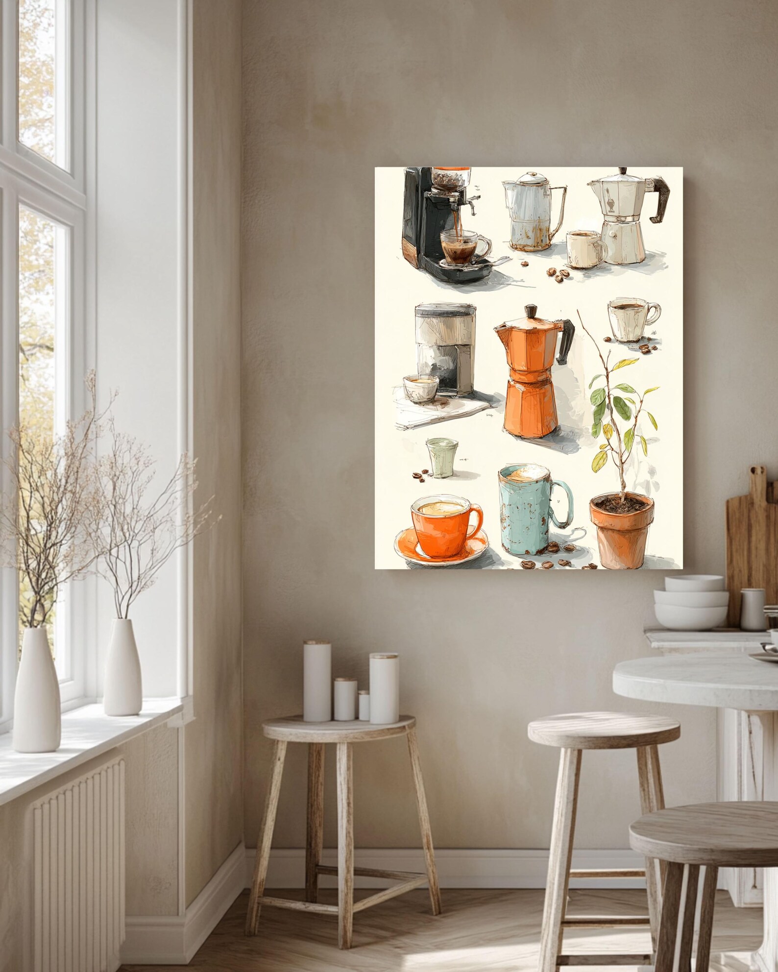 Vintage Coffee Maker Watercolor Art Print, Rustic Kitchen Decor - Etsy