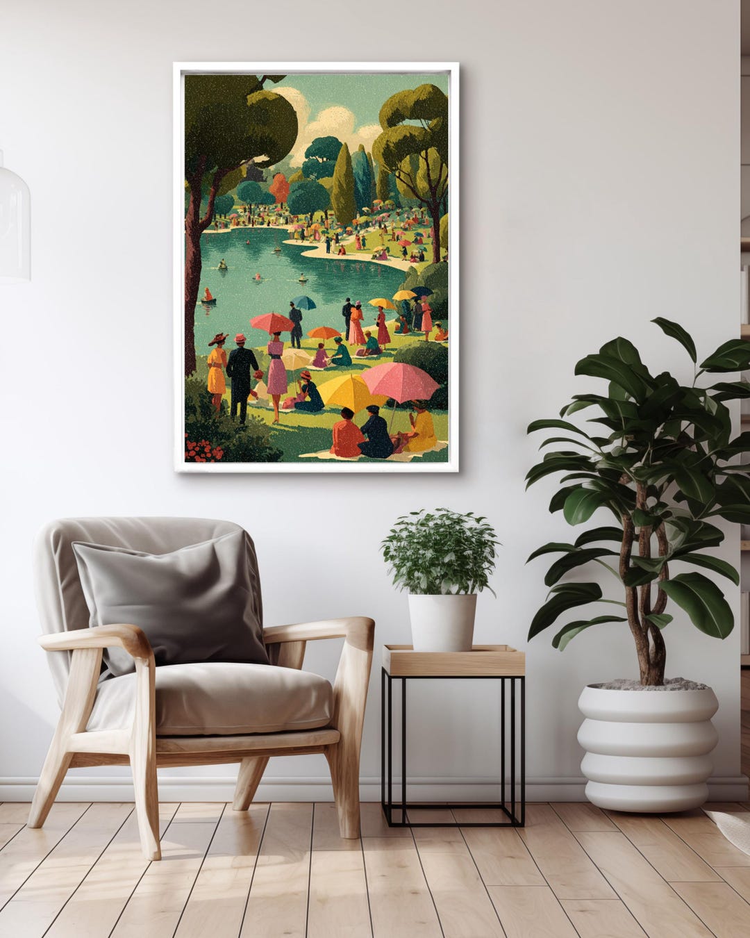 Vintage Summer Picnic Canvas Print, Retro Mid-century Lakeside Art - Etsy