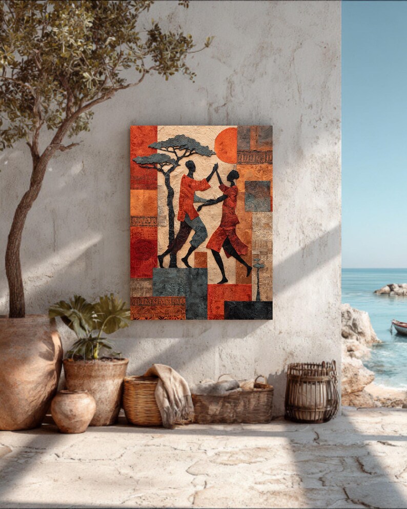 Vibrant African Tribal Pattern Wall Art | Abstract Acacia Trees and ...