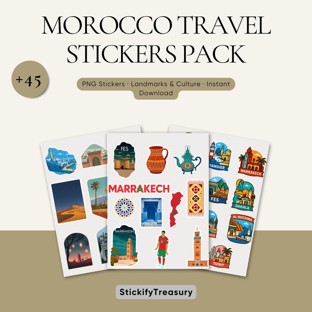 Morocco Travel Stickers: Landmarks & Culture (digital PNG) - Etsy