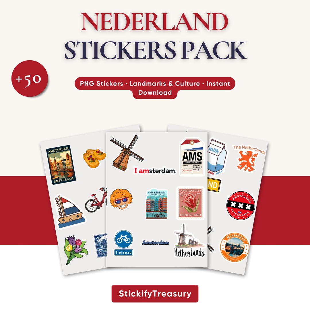 Netherlands Stickers Pack PNG – Amsterdam, Dutch Landmarks, Windmills ...