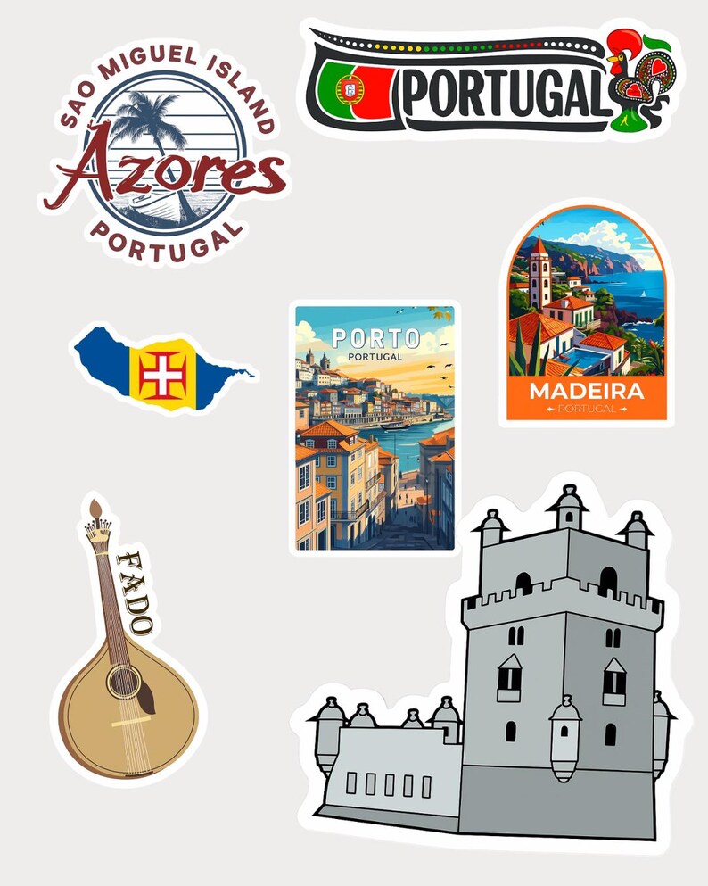 Portugal Sticker Pack – Digital PNG Stickers | Portugal Map, Flag ...
