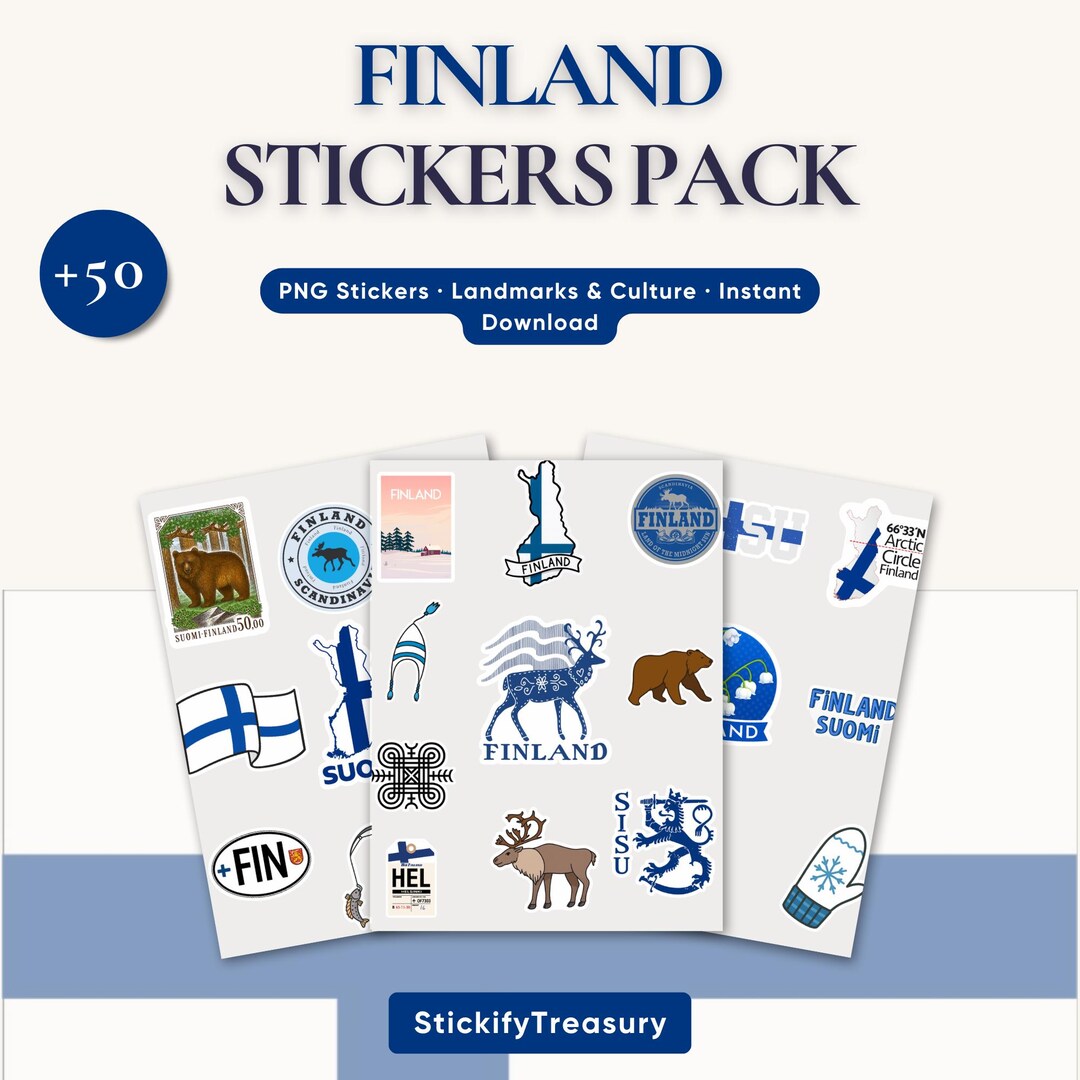 Finland Stickers Bundle • 50+ PNG Scandinavian Icons • Helsinki Lapland ...