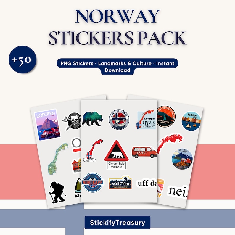 Norway Stickers Pack – 50+ PNG Digital Stickers | Nordic Travel, Fjords ...