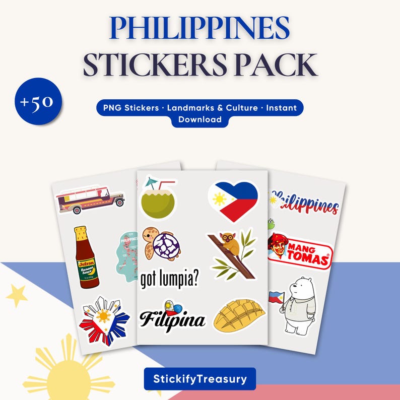 Philippines Sticker Pack | 50+ Filipino PNG Stickers | Landmarks, Food ...