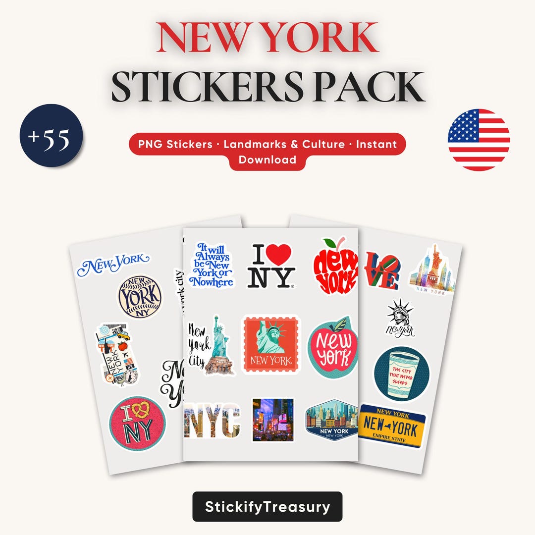 New York Stickers Pack | NYC Landmarks & City Icons PNG | Travel ...