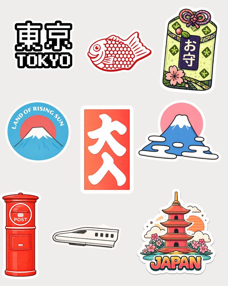 Tokyo Stickers Pack | 50+ Japan PNG Digital Designs | Landmarks ...