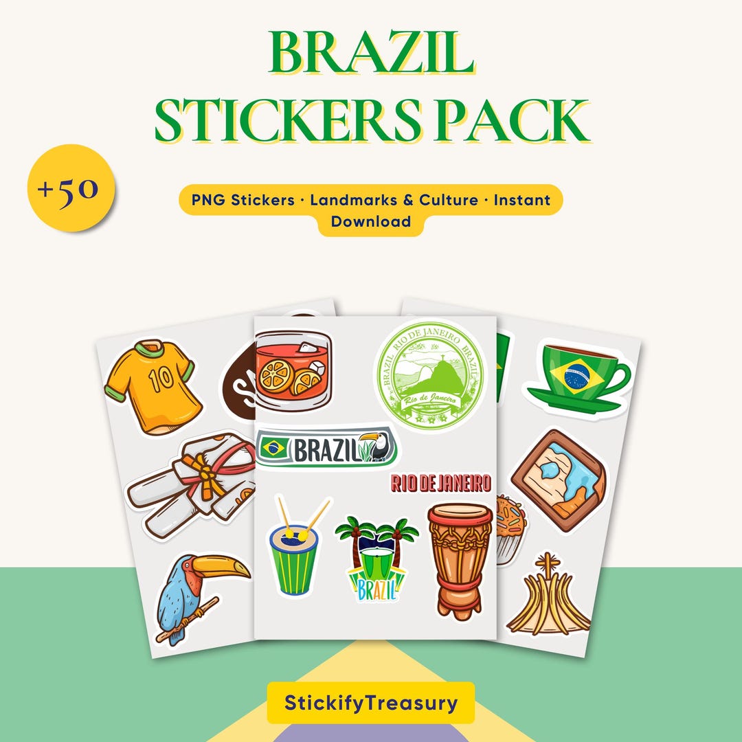 Brazil Stickers PNG | Travel & Culture Designs - Etsy