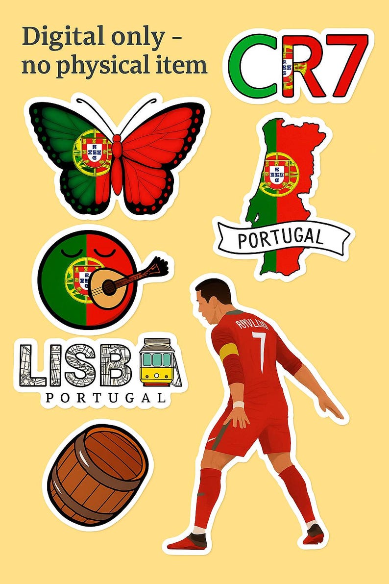 Portugal Sticker Pack – Digital PNG Stickers | Portugal Map, Flag ...
