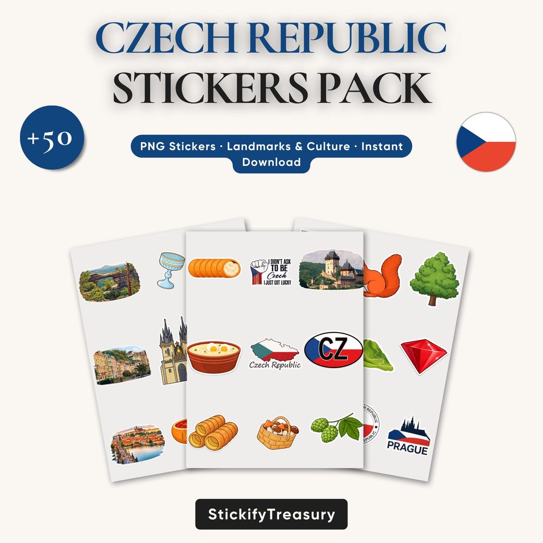 Czech Republic Sticker Pack | 50+ PNG Travel Stickers | Prague ...