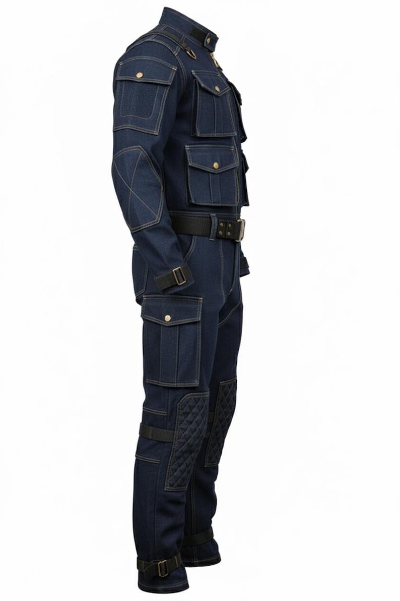 Men’s Tactical Denim Jumpsuit | Utility Canvas Biker Suit - Etsy