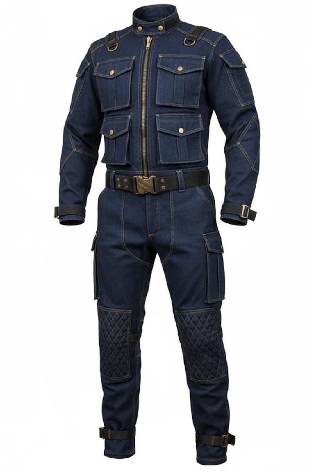Men’s Tactical Denim Jumpsuit | Utility Canvas Biker Suit - Etsy