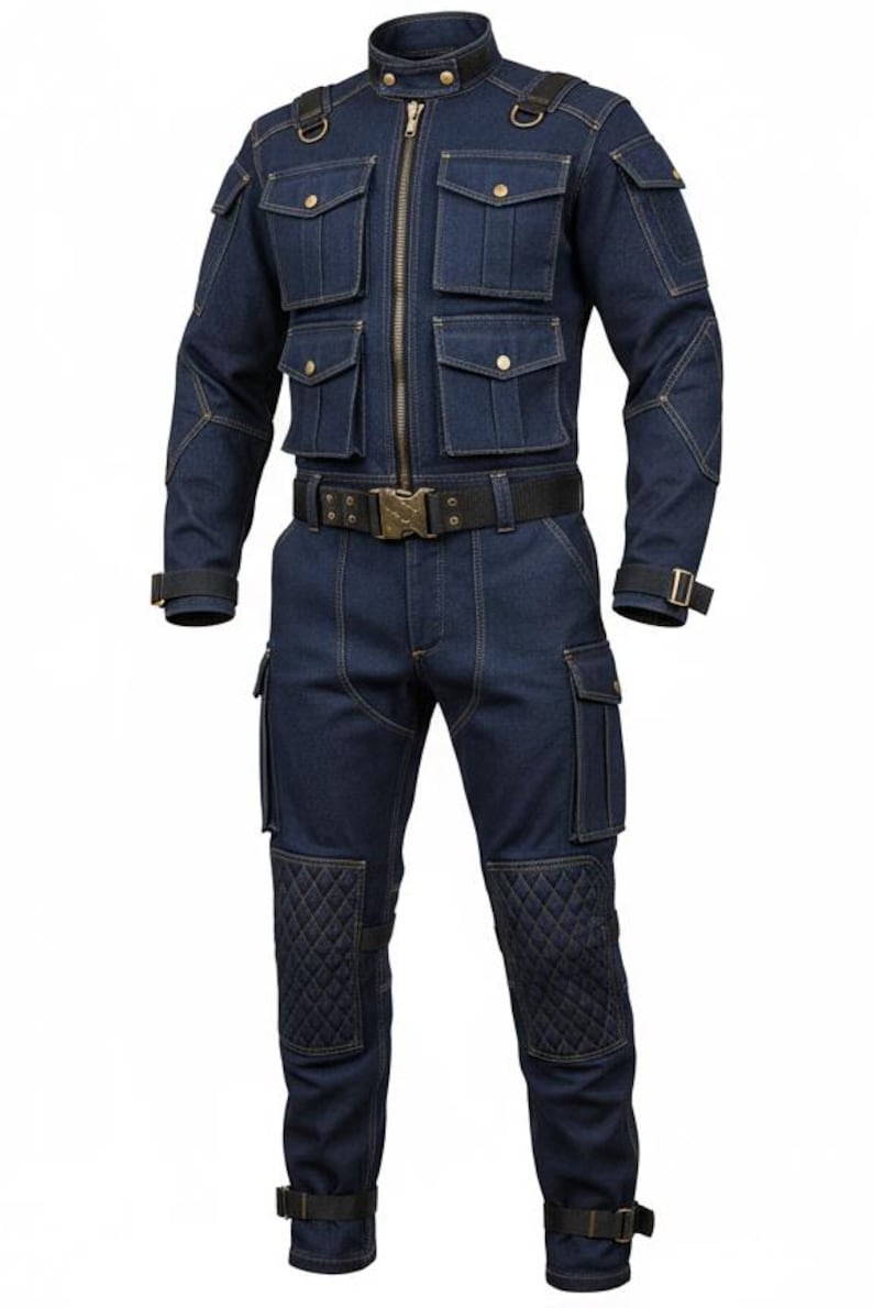 Men’s Tactical Denim Jumpsuit | Utility Canvas Biker Suit - Etsy