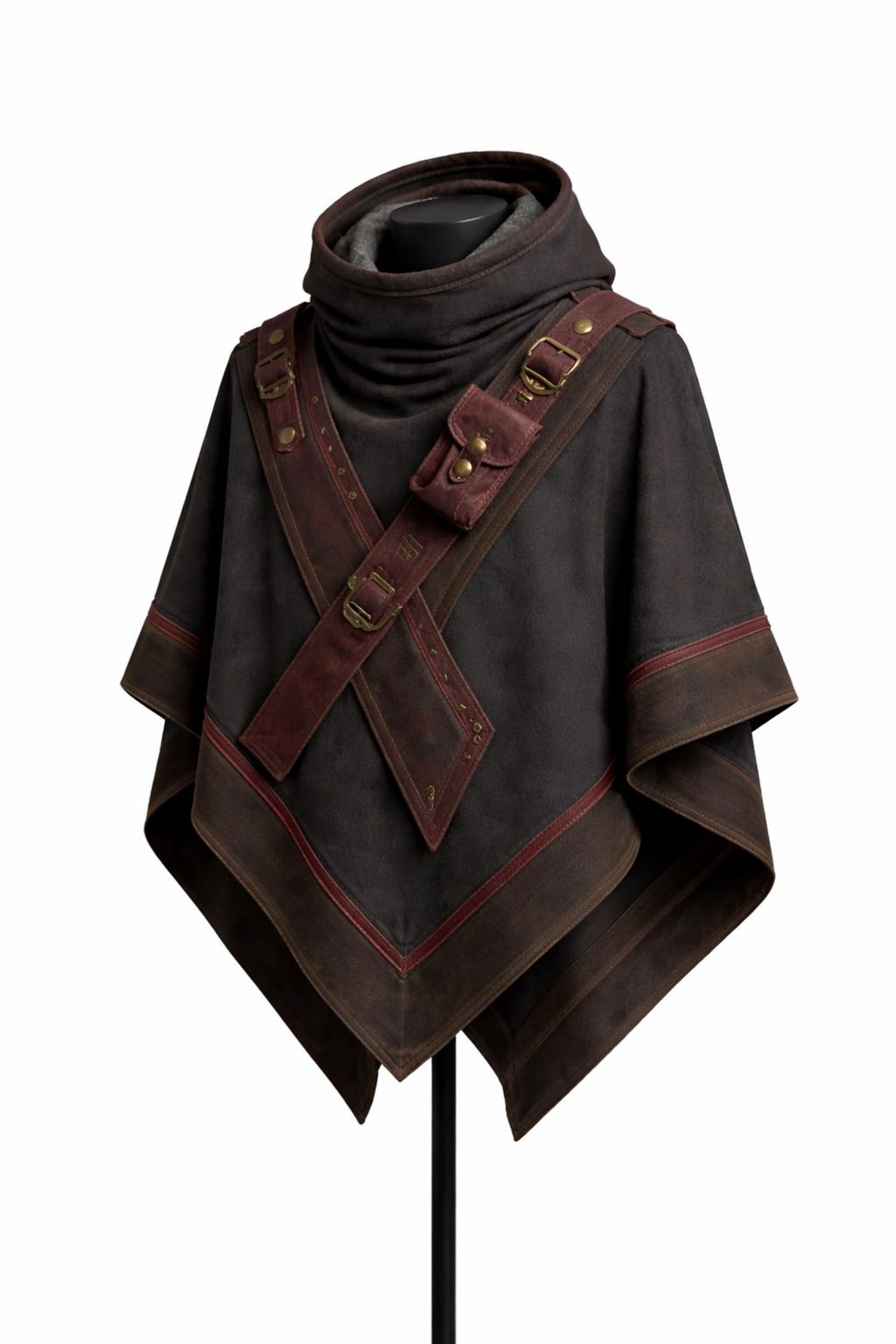 Tactical Hooded Poncho Cloak for Men | Handmade Canvas Cloak With ...