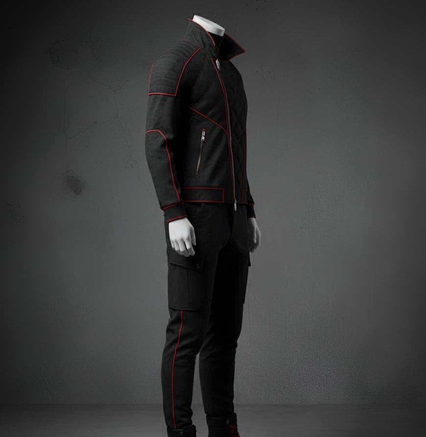 Techwear Suit: Black & Red Cyberpunk Jumpsuit - Futuristic Cosplay ...
