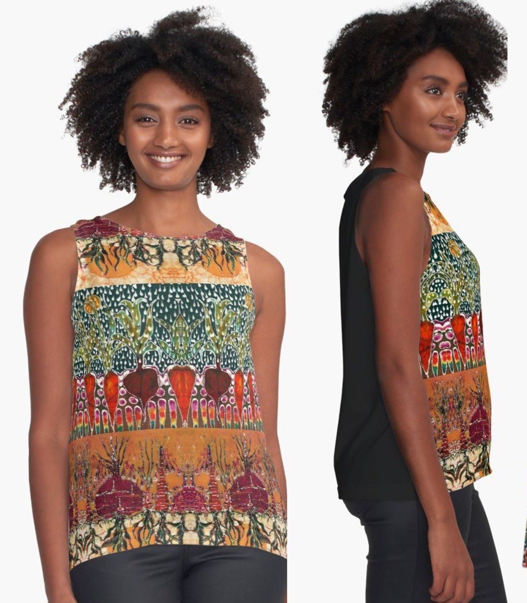 Sun and Rain Leggings Tank Top - Garden Batik • Contrast Tank Top ...