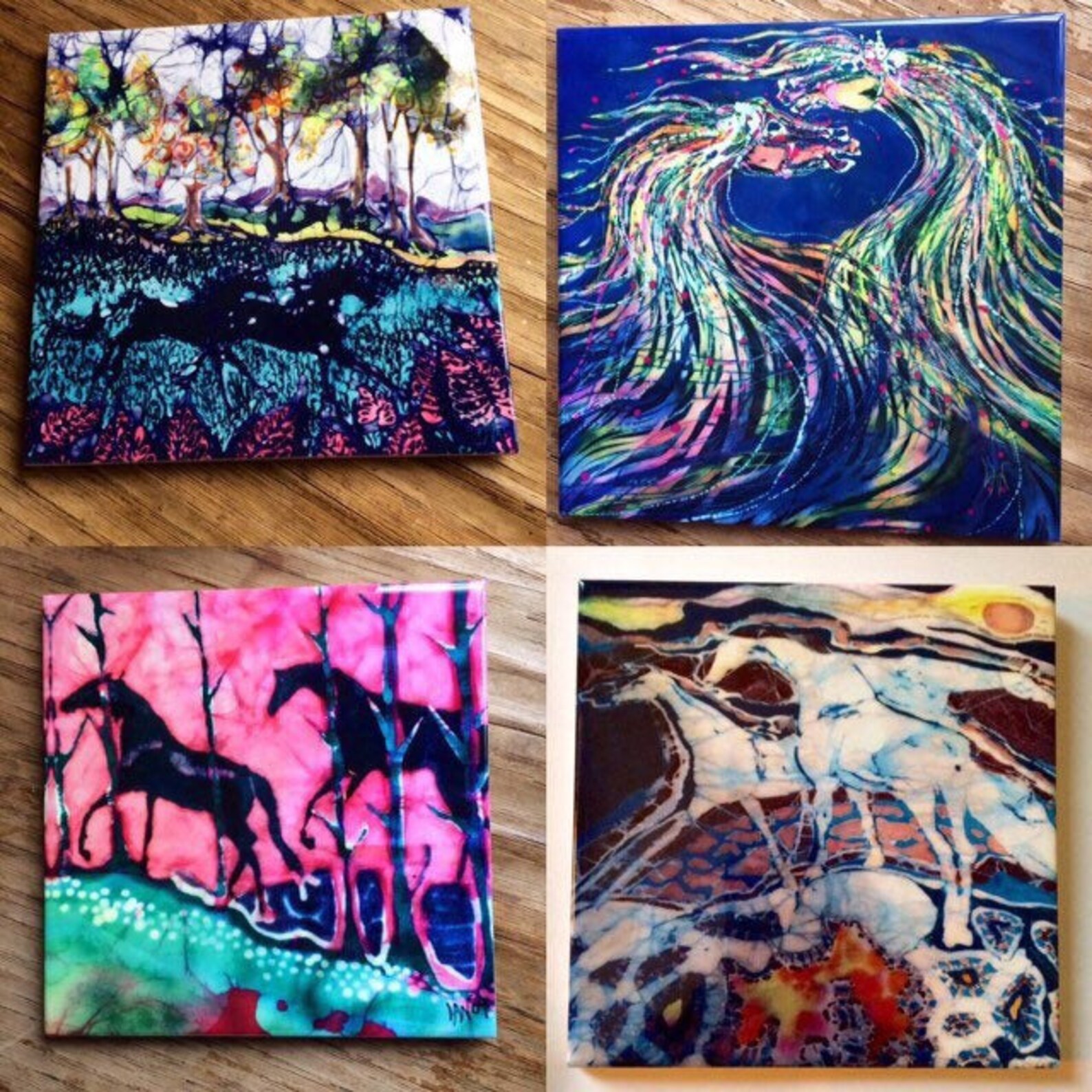 Horses in Motion Trivet Batik Ceramic Tile horses - Etsy