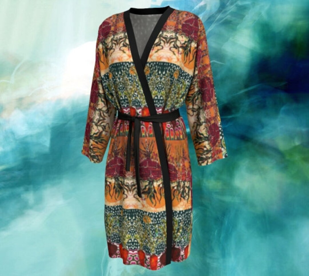 Sun and Rain Peignoir Robe Nature Garden Batik - Etsy