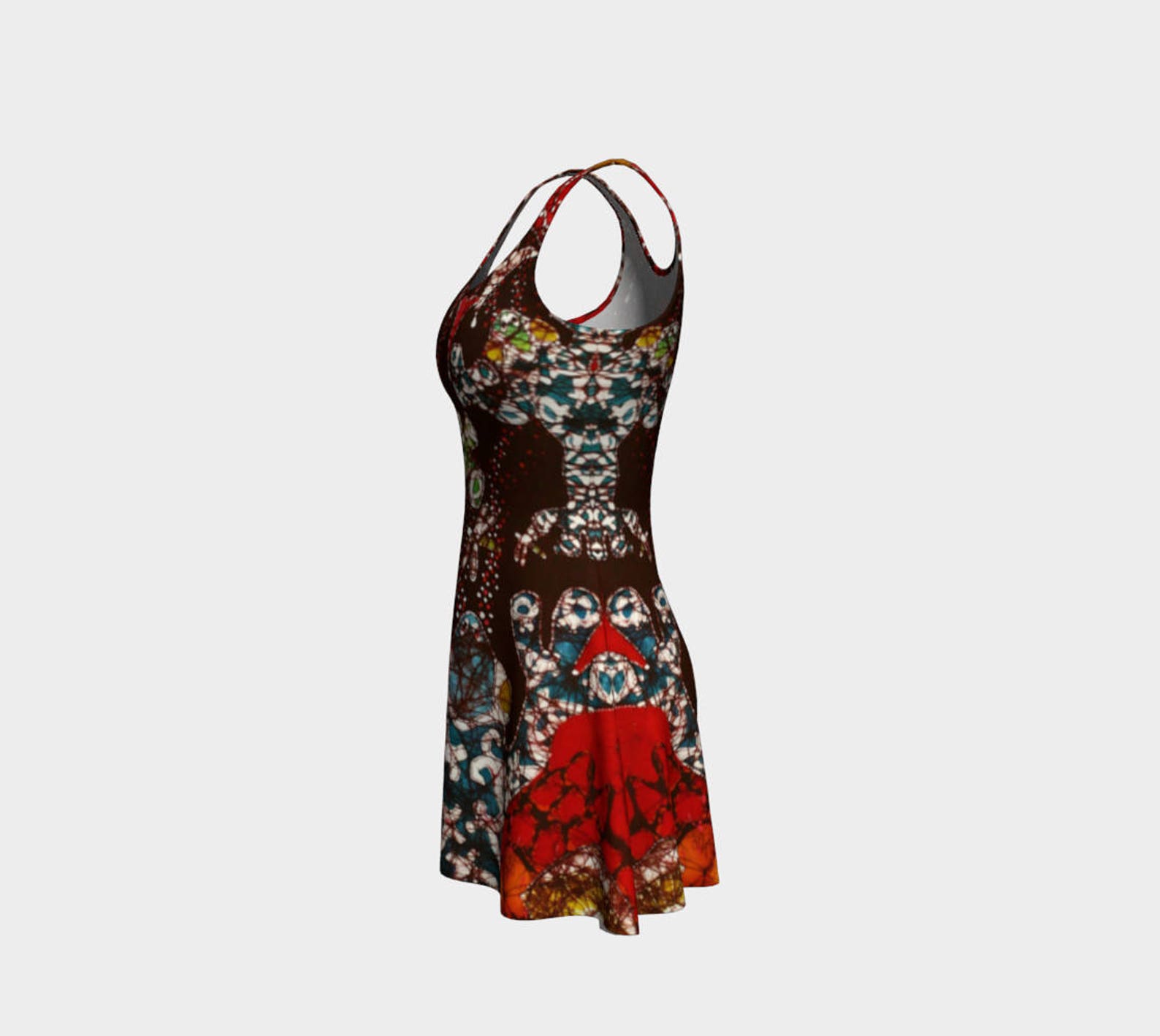 Ancient Frogs Batik Dress - Fit and Flare Dress - Magic Frogs Rising ...