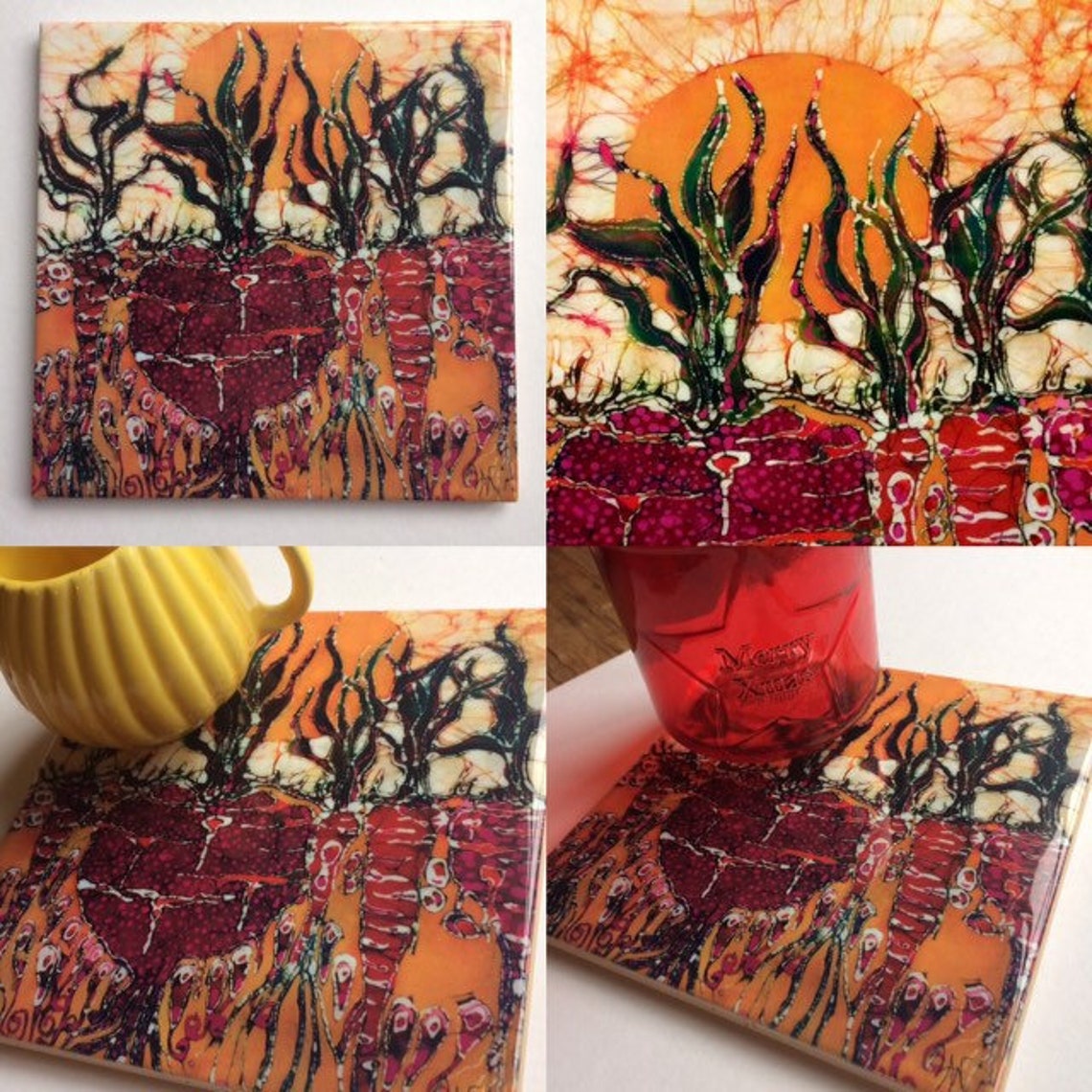 Batik Tile Filled With Sunlight and Sunlight Fills Garden | Etsy