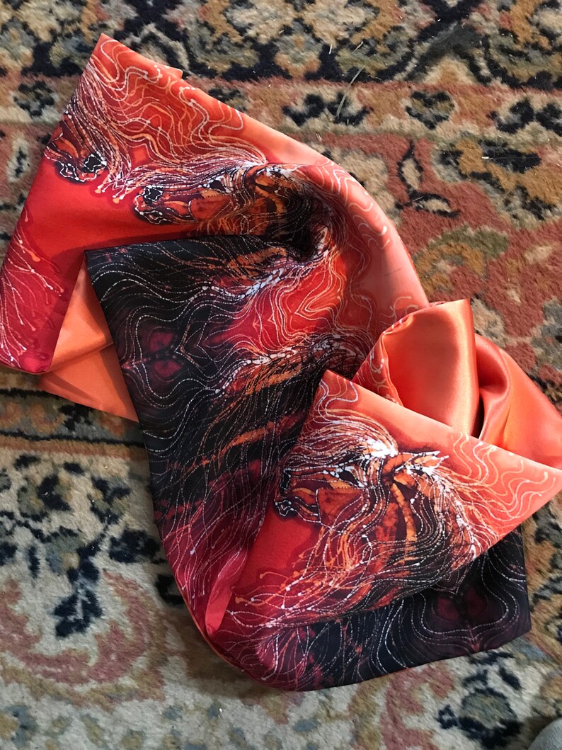 Horse Silky Faille Scarf Autumn Sundance Women's - Etsy