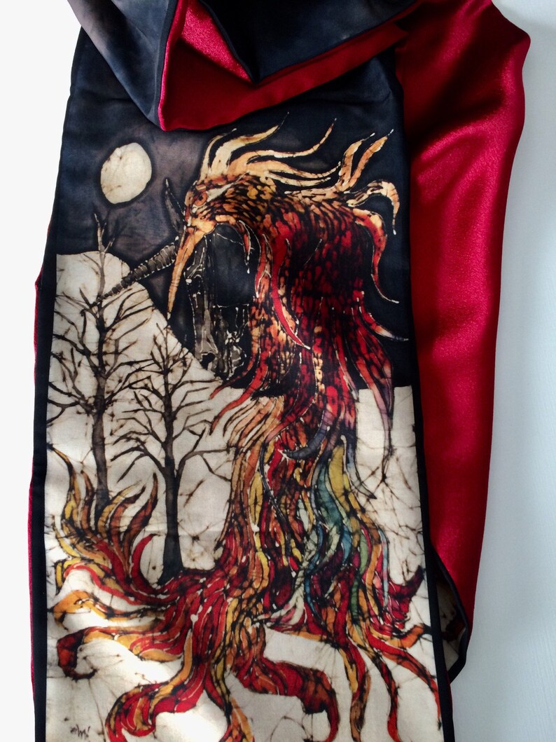 Phoenix Scarf Batik Unicorn & Phoenix in the Full Moon | Etsy