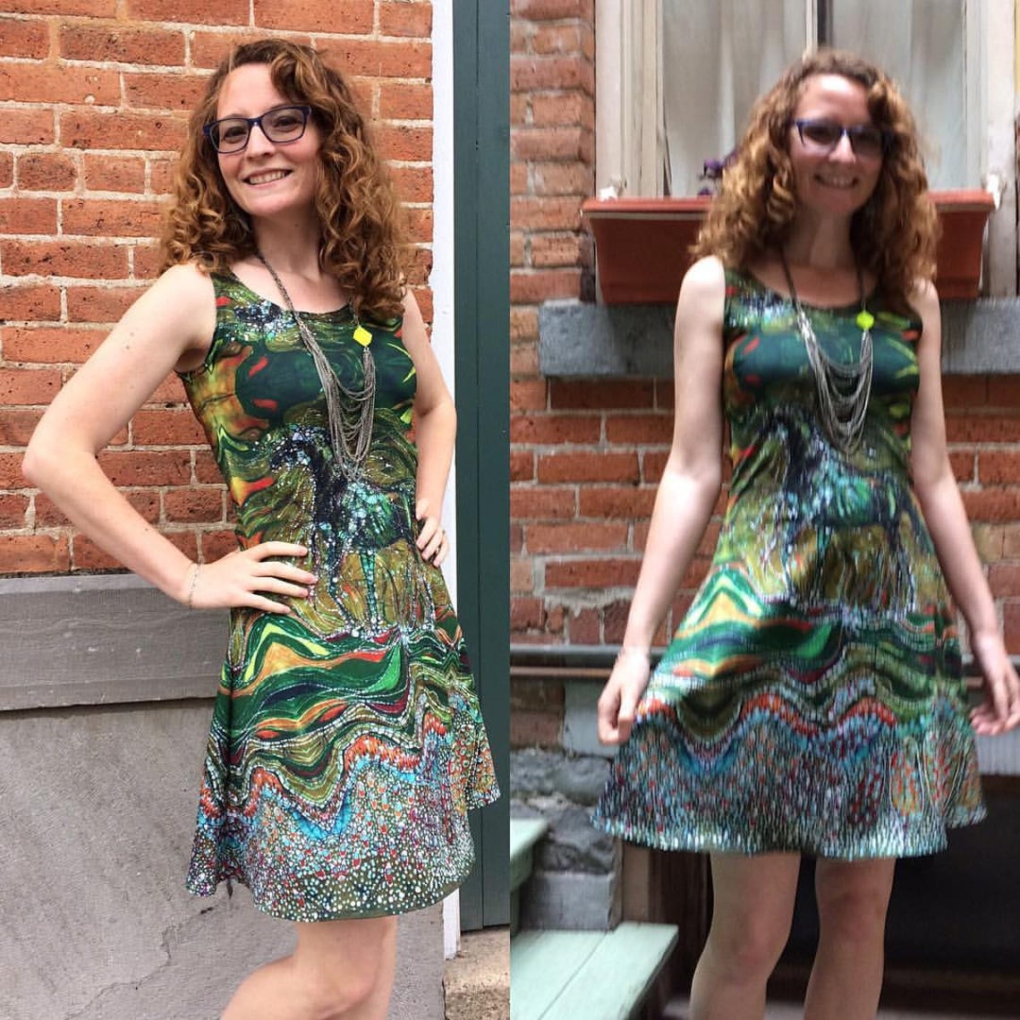 Ancient Frogs Batik Dress - Fit and Flare Dress - Magic Frogs Rising ...