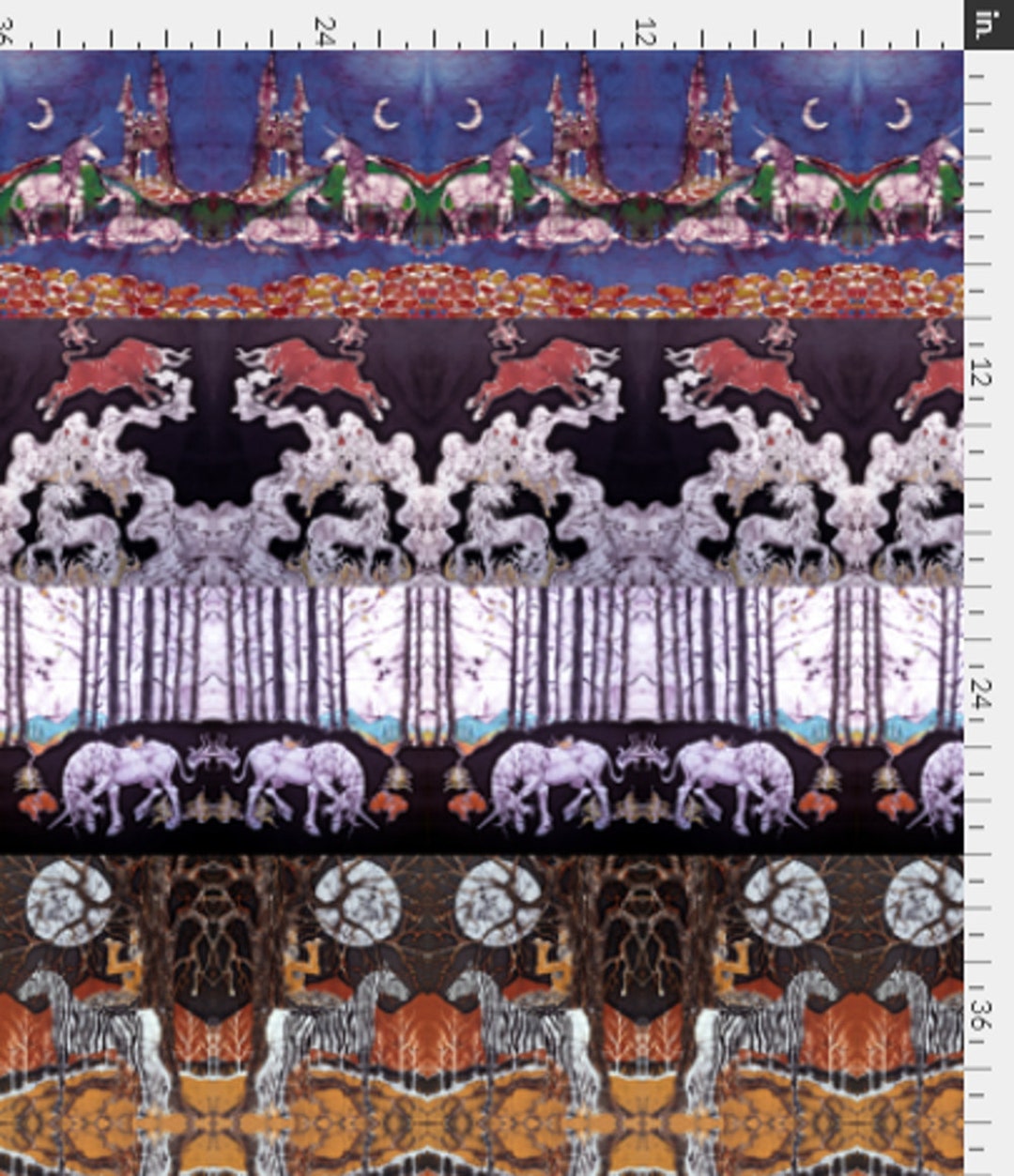 4 Fabric Panels From Fantasy Themes - Batik Fabric 4, 10" X 36" Panels ...