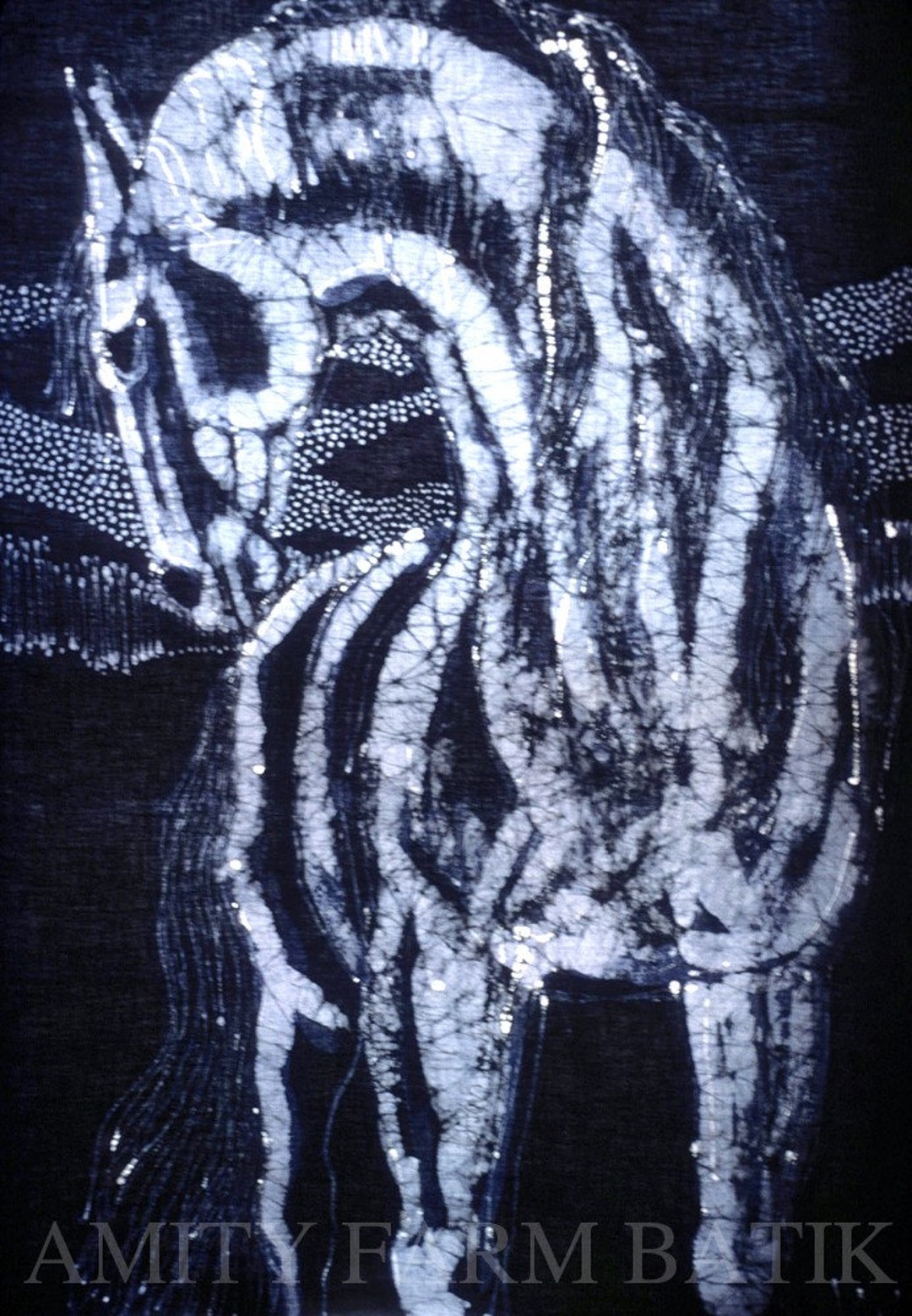 Stallion on Elusive Evening Batik Print From Original Evening Blue Grey ...