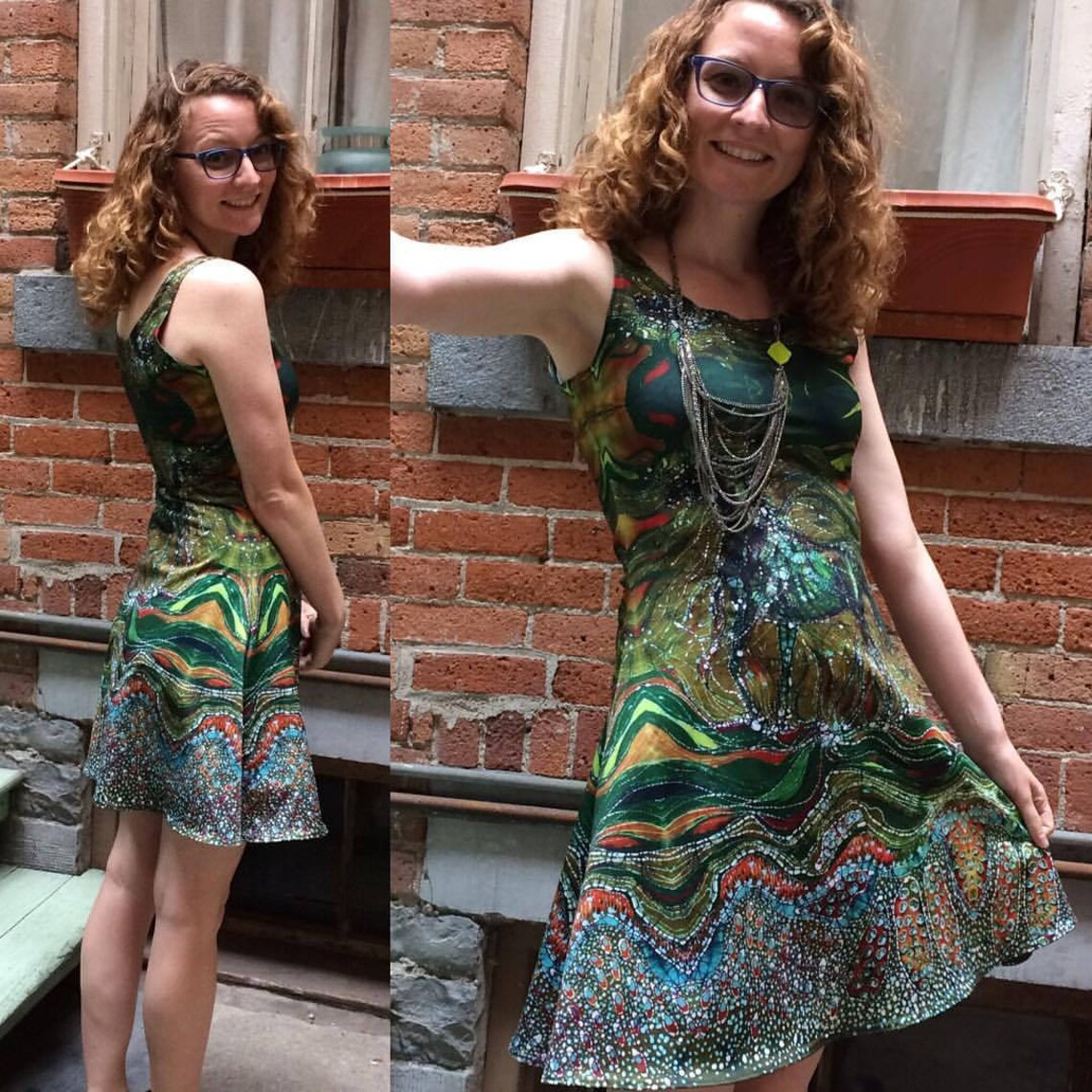 Ancient Frogs Batik Dress - Fit and Flare Dress - Magic Frogs Rising ...