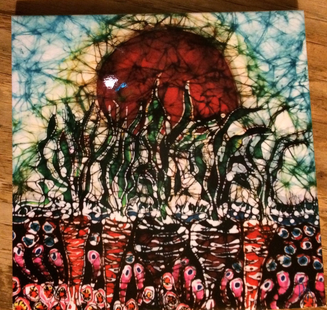 Red Sun Trivet - Growing Sun Energy on Garden - Ceramic Tile - Etsy