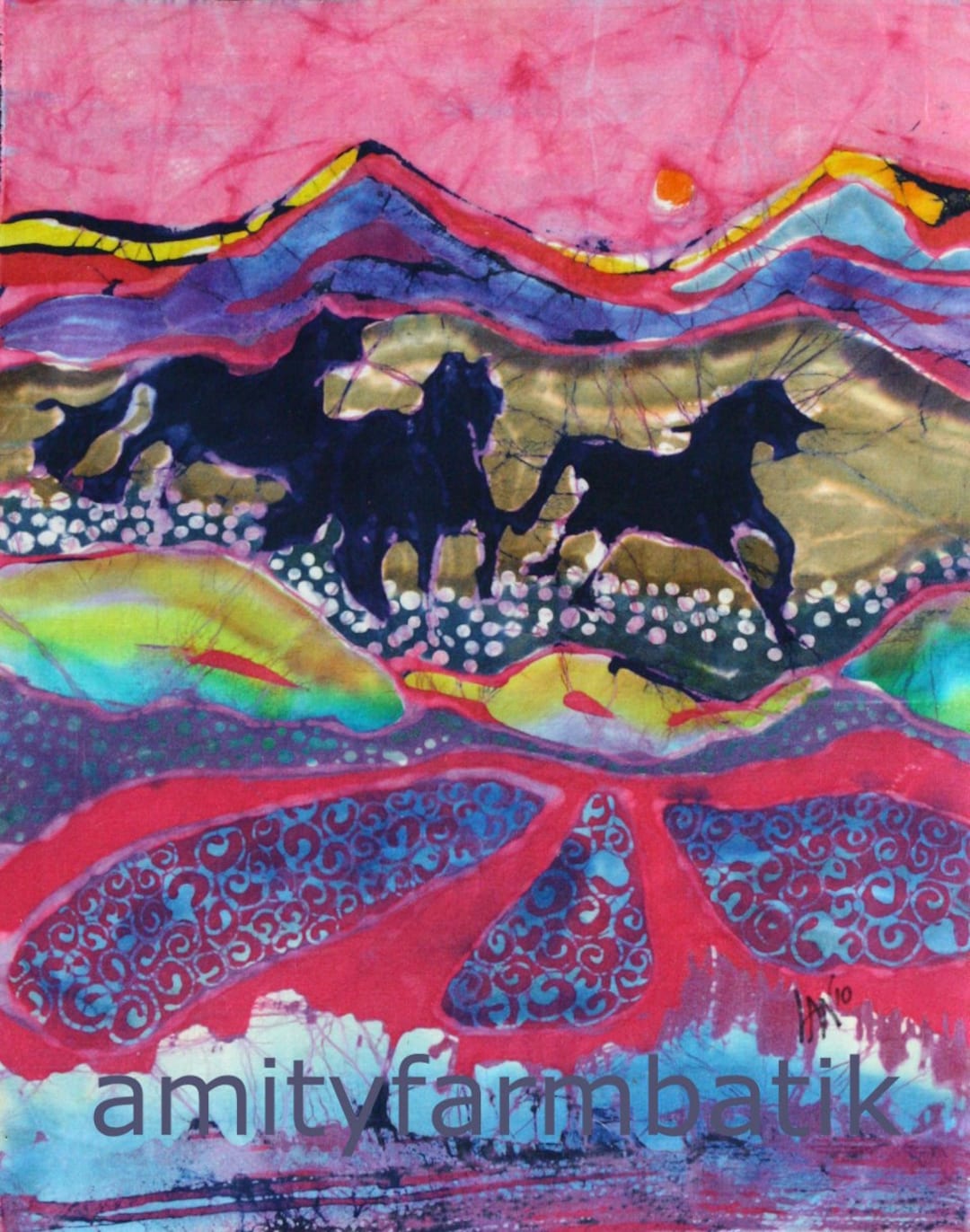Horses Gallop Print - Horses Running Through a Stream - Semi Abstract ...