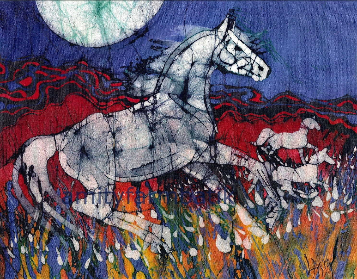 Horse Gallops in Summer Field in the Light of the Full Moon ...