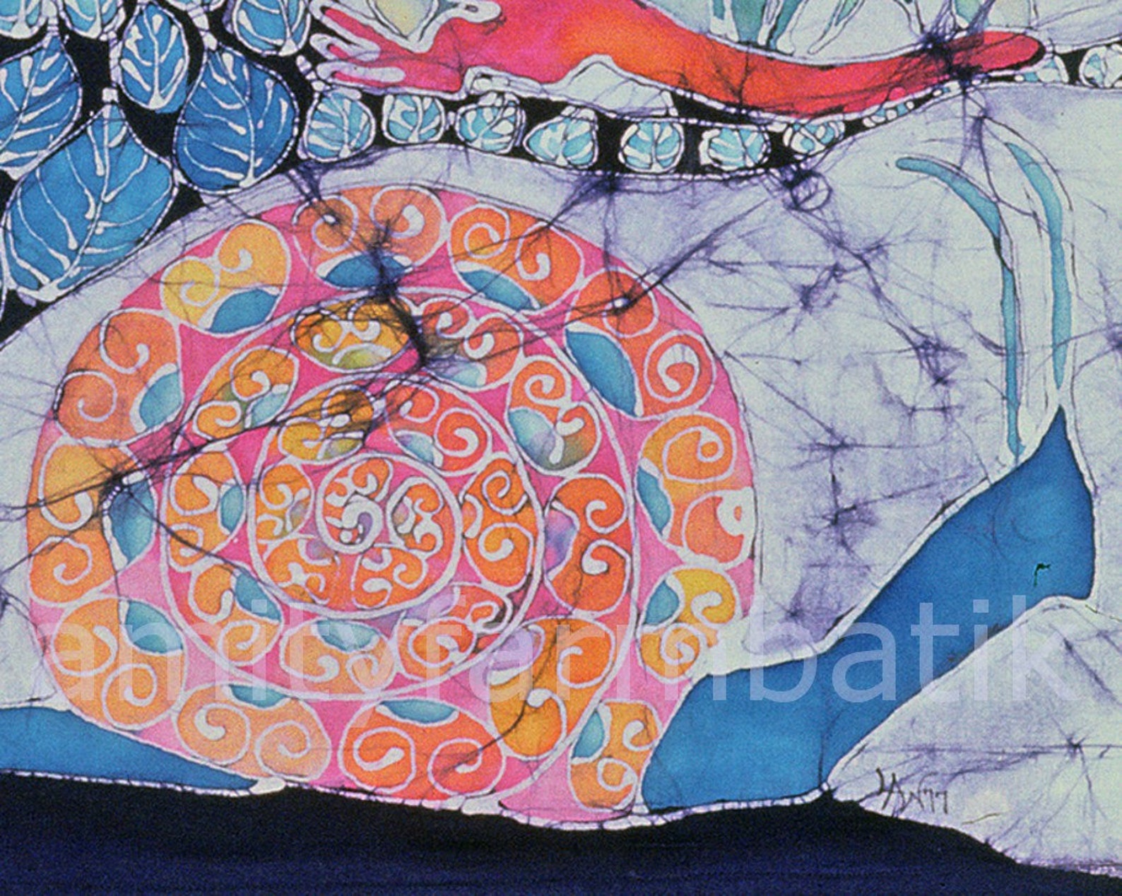 Snail and Red Efts in Spring - Batik Print From Original - Etsy