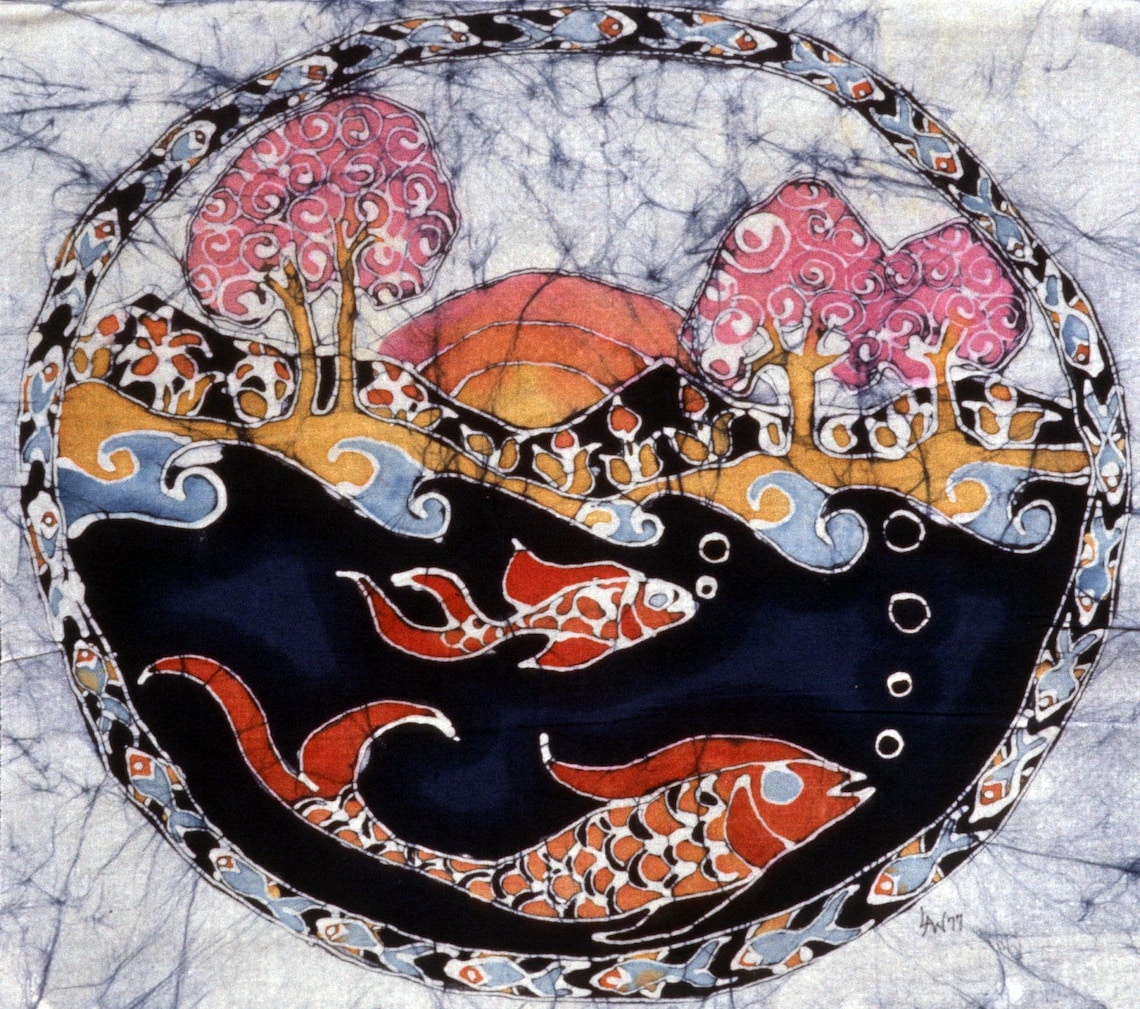 Rainbow Fish Batik Fabric Swatches From Original Custom - Etsy