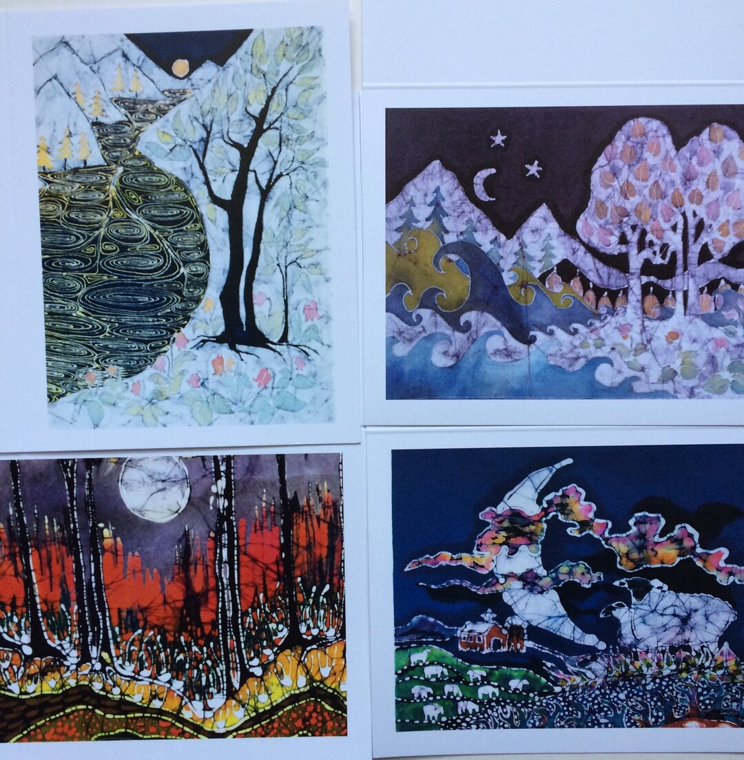 Fantasy Batik Cards Landscape Batik Cards Set Enchanted Landscapes ...