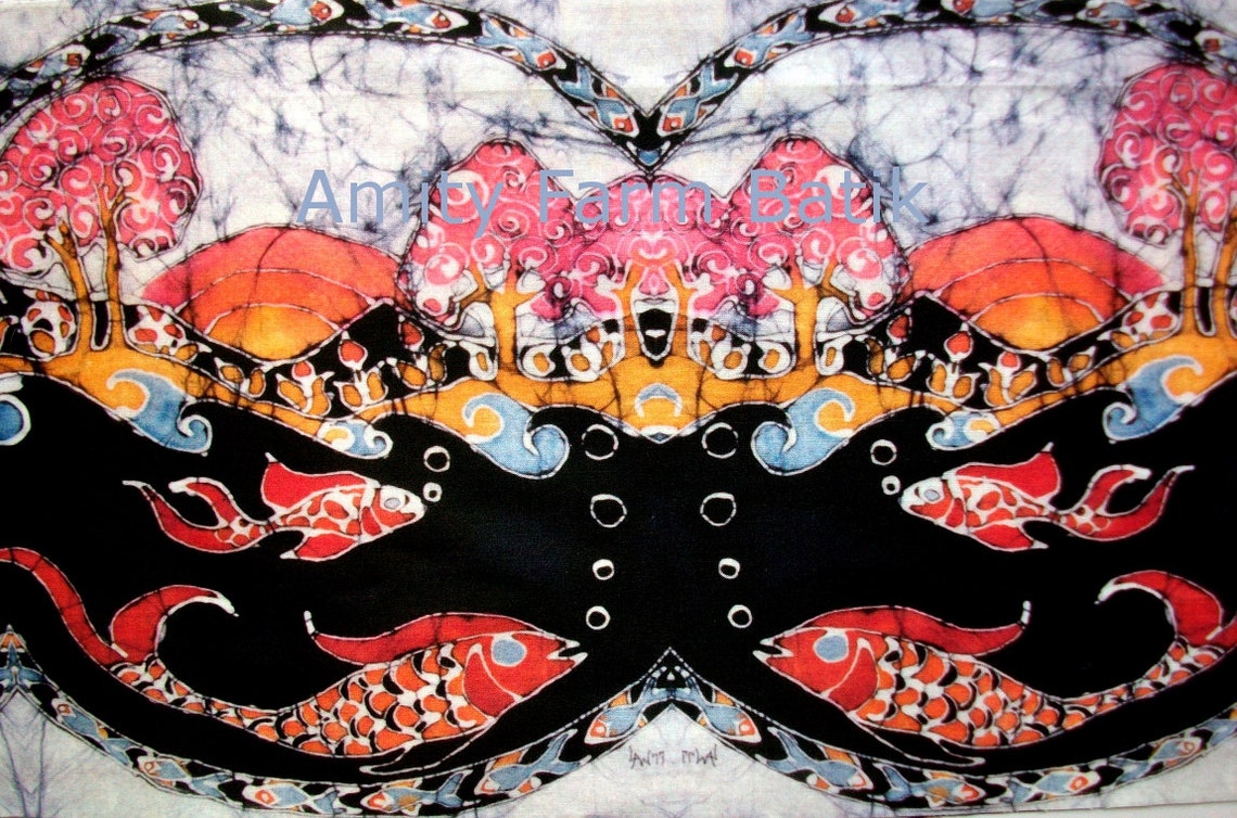 Rainbow Fish Batik Fabric Swatches From Original Custom - Etsy