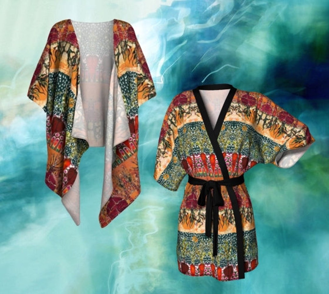 Sun and Rain Garden Kimono Robe Nature Batik - Etsy