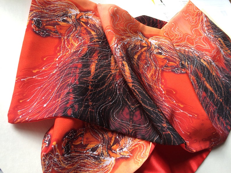 Horse Silky Faille Scarf Autumn Sundance Women's | Etsy