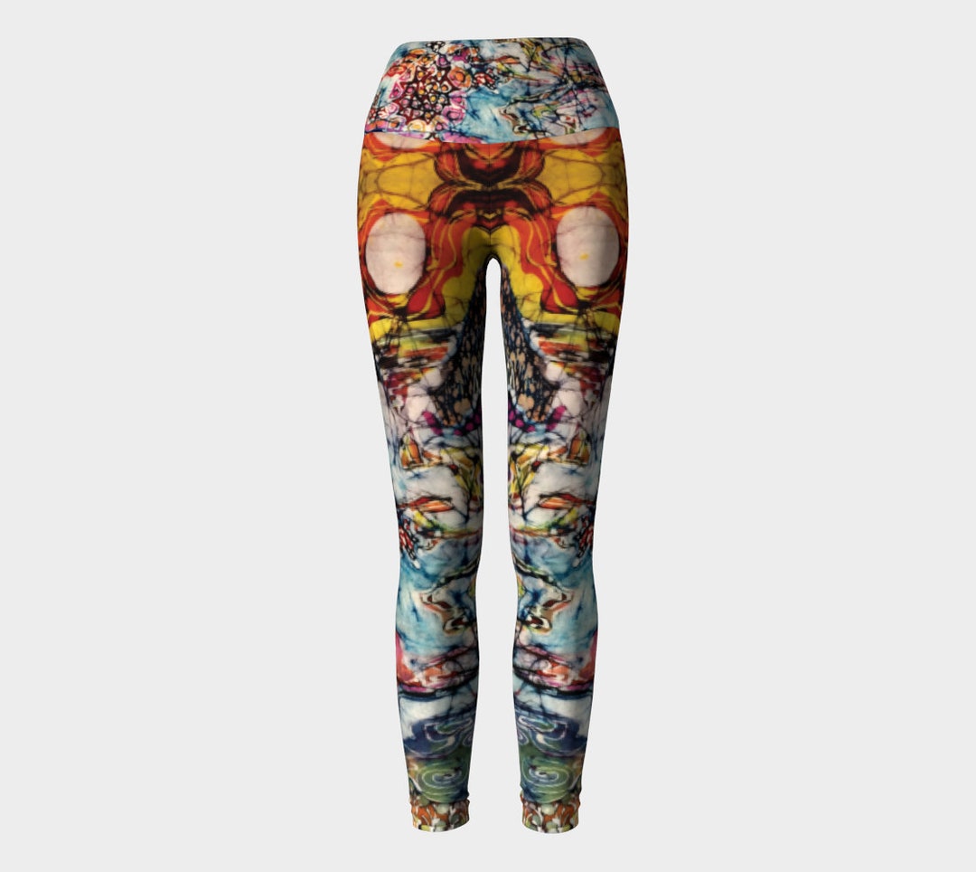 Earth Water Sky Batik Yoga Leggings: Luxeform Fabric, High Waist - Etsy