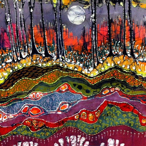Moonlight Over Spring Art Fabric From Original Batik Quilt - Etsy Canada