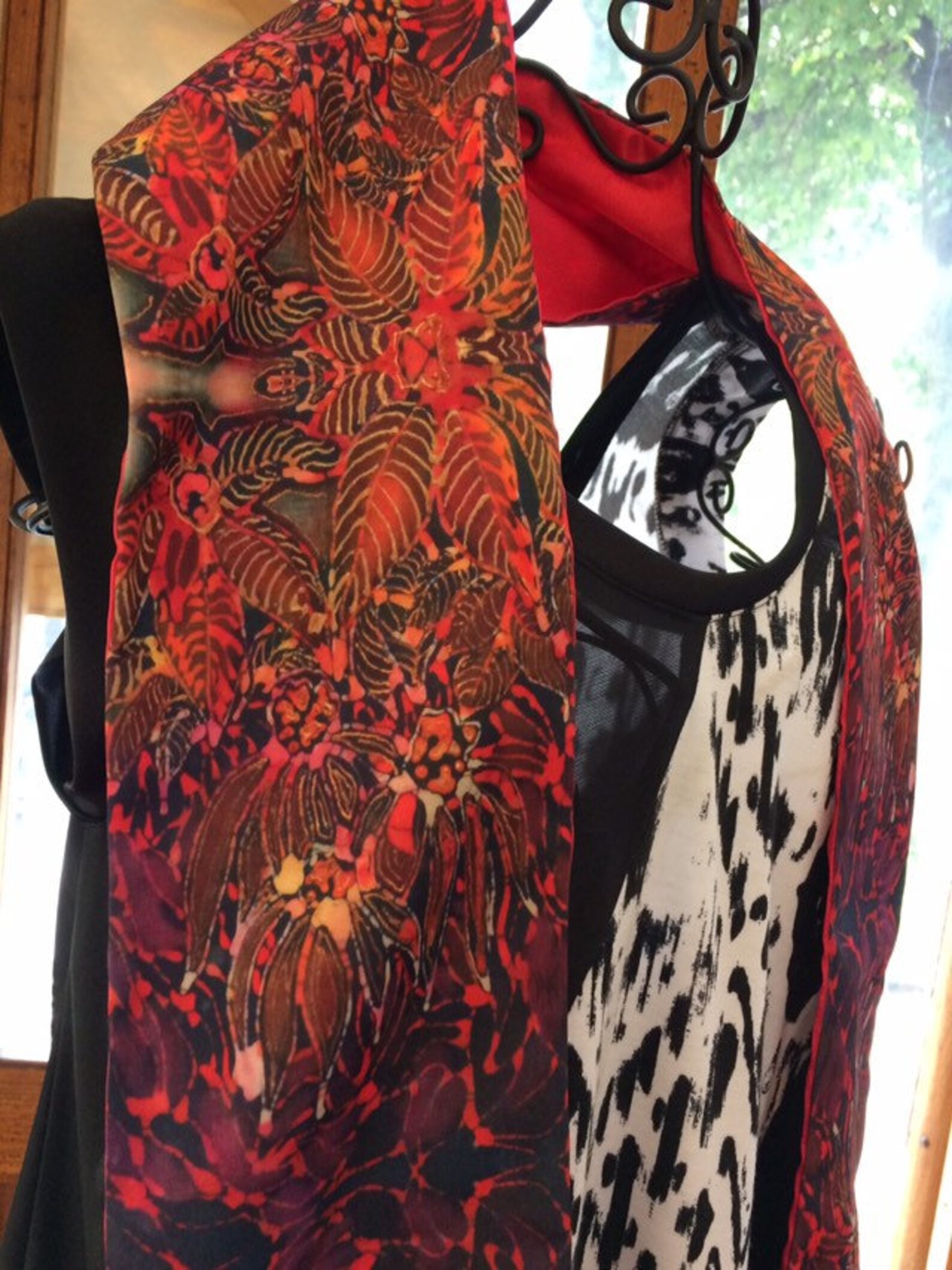 Coneflower Scarf Batik Flowers Silky Faille Sash / Scarf - Etsy