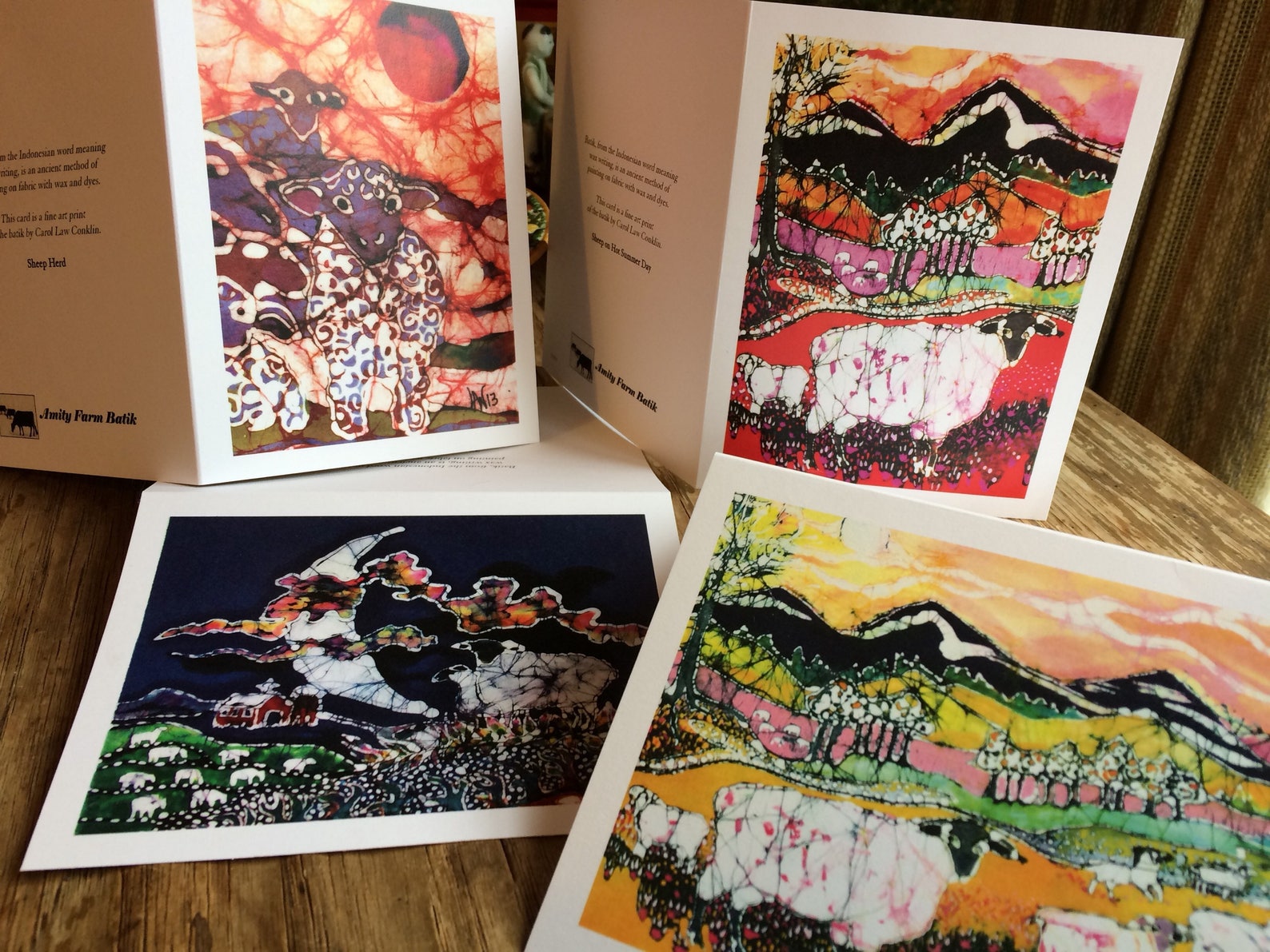 Sheep Batik Cards Set Sunshine and Midnight Set of Four | Etsy