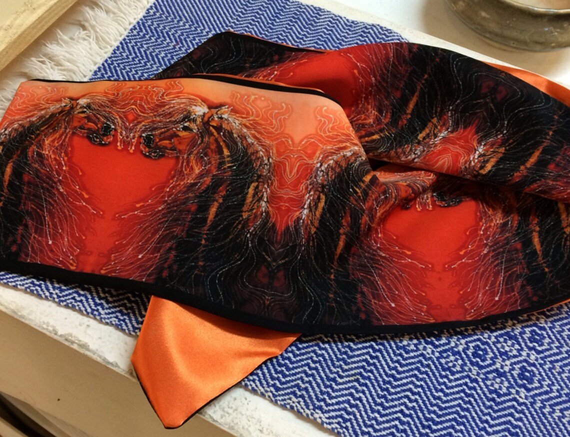 Horse Silky Faille Scarf Autumn Sundance Women's | Etsy
