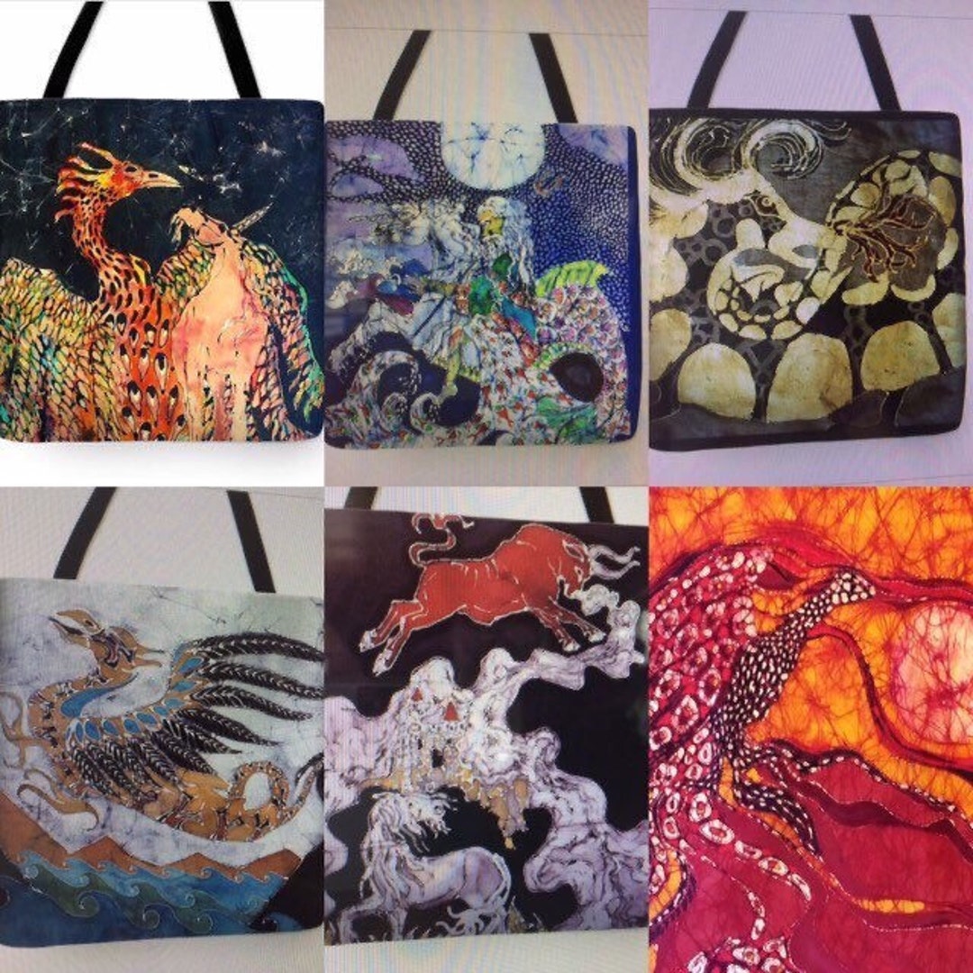 Mythical Tote Bags - Myths Fantasy Batik Tote Bags - Etsy