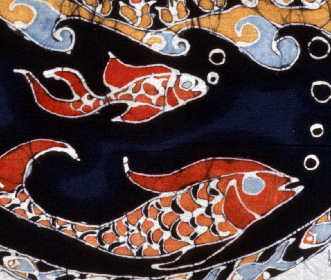 Fish in a Rainbow Circle Batik Print From Original | Etsy