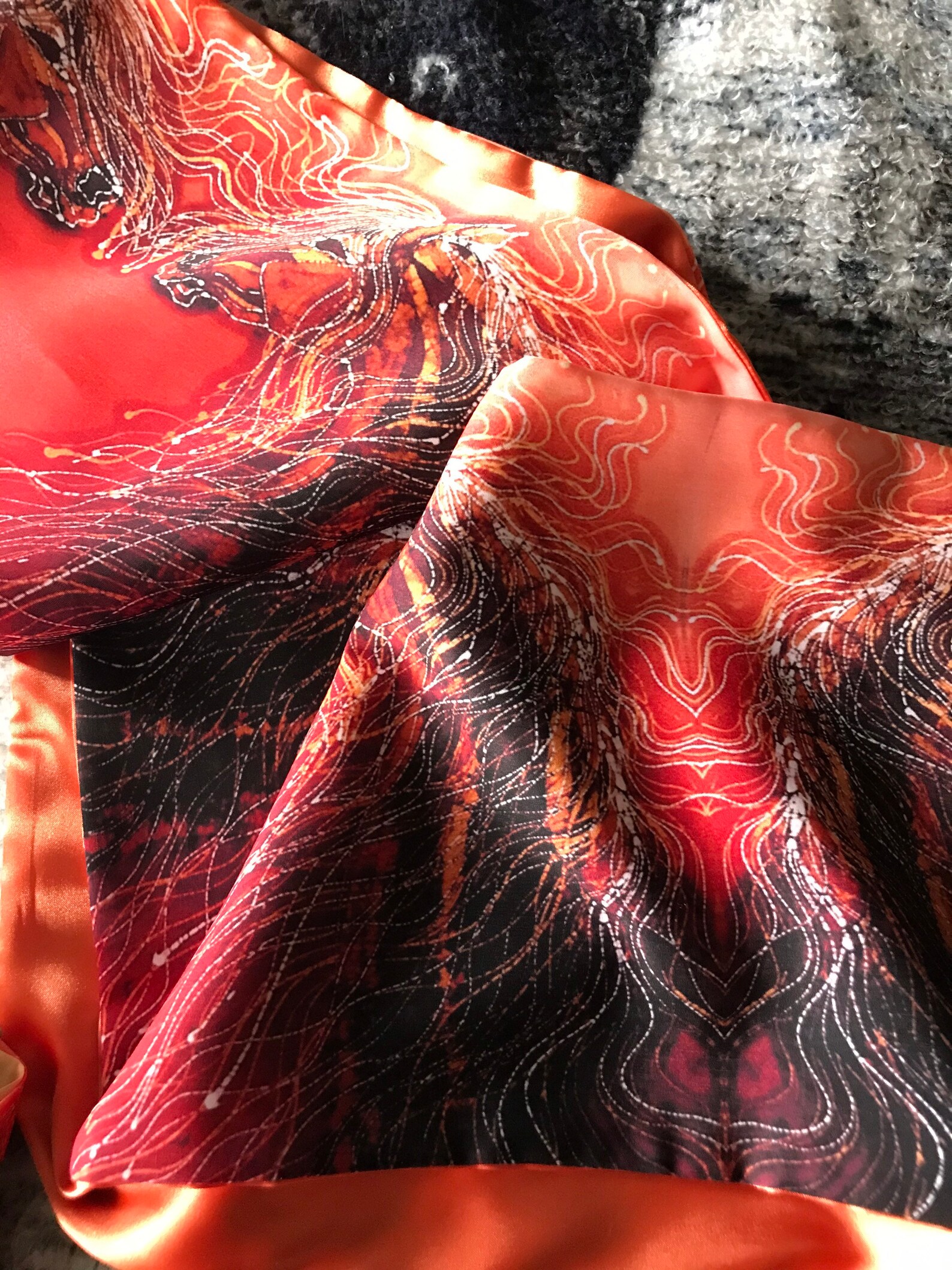 Horse Silky Faille Scarf Autumn Sundance Women's - Etsy