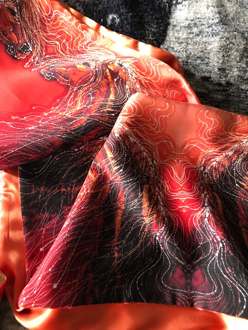 Horse Silky Faille Scarf Autumn Sundance Women's | Etsy