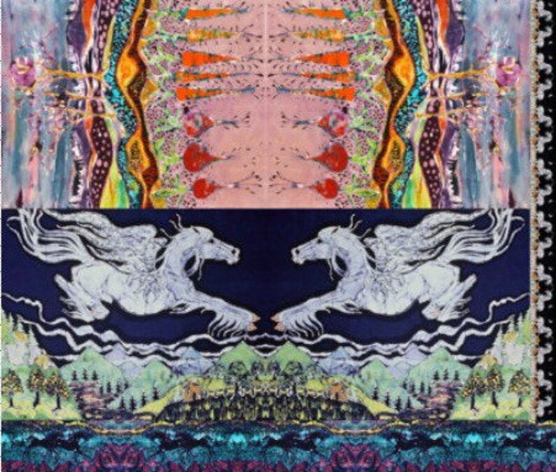 Fantasy Batik Fabric Panels From My Original Batik _ Pegasus | Etsy